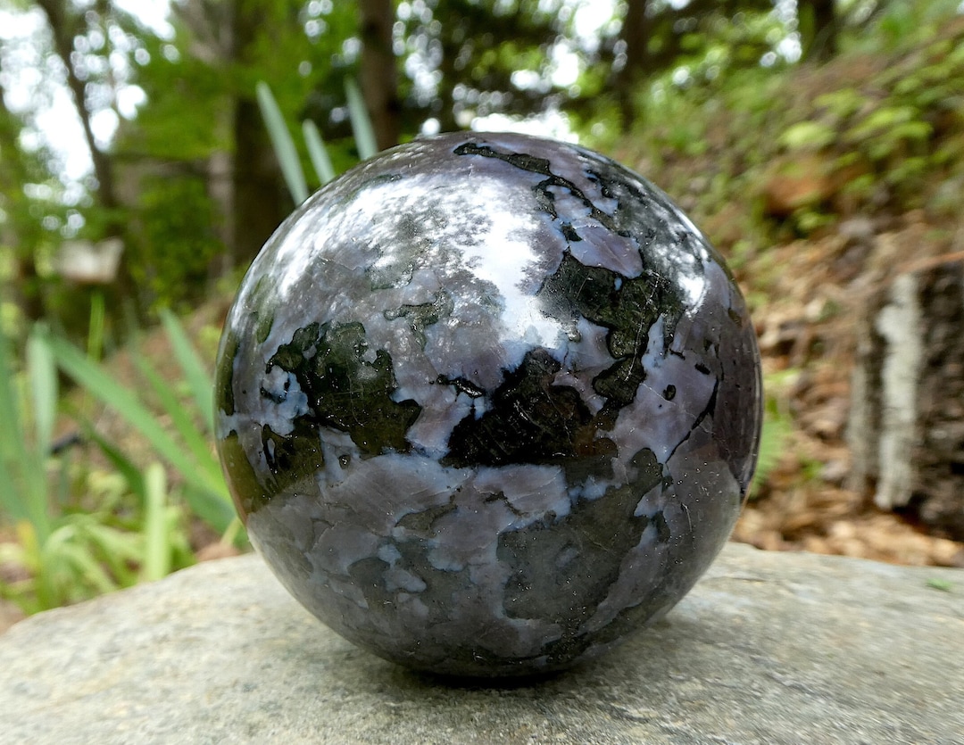 Mystic Merlinite Sphere, Large 75 Mm Indigo Gabbro Sphere, Polished Mystic Merlinite, Indigo ...