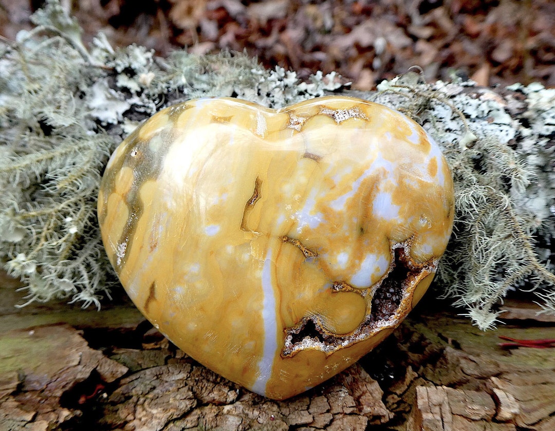 Druzy Ocean Jasper Heart: Polished Orbicular Crystal, Madagascar - Etsy