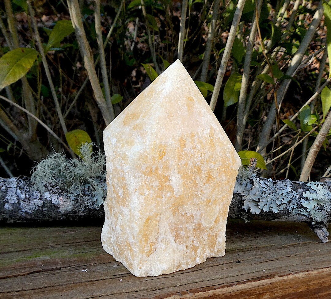 Orange Calcite Point, Rough Orange Calcite Crystal With Polished Point ...