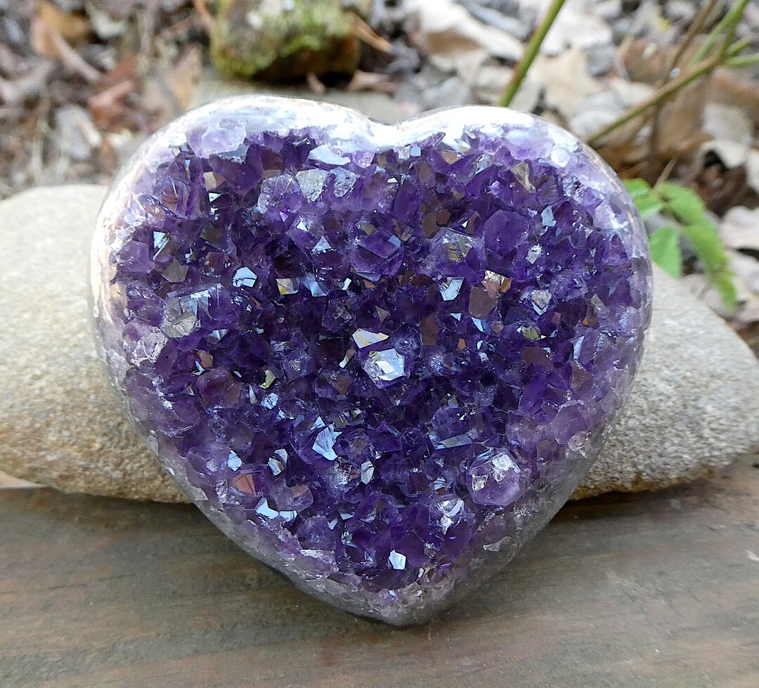 Amethyst Cluster Heart, Dark Purple Amethyst Heart, Amethyst Crystal ...