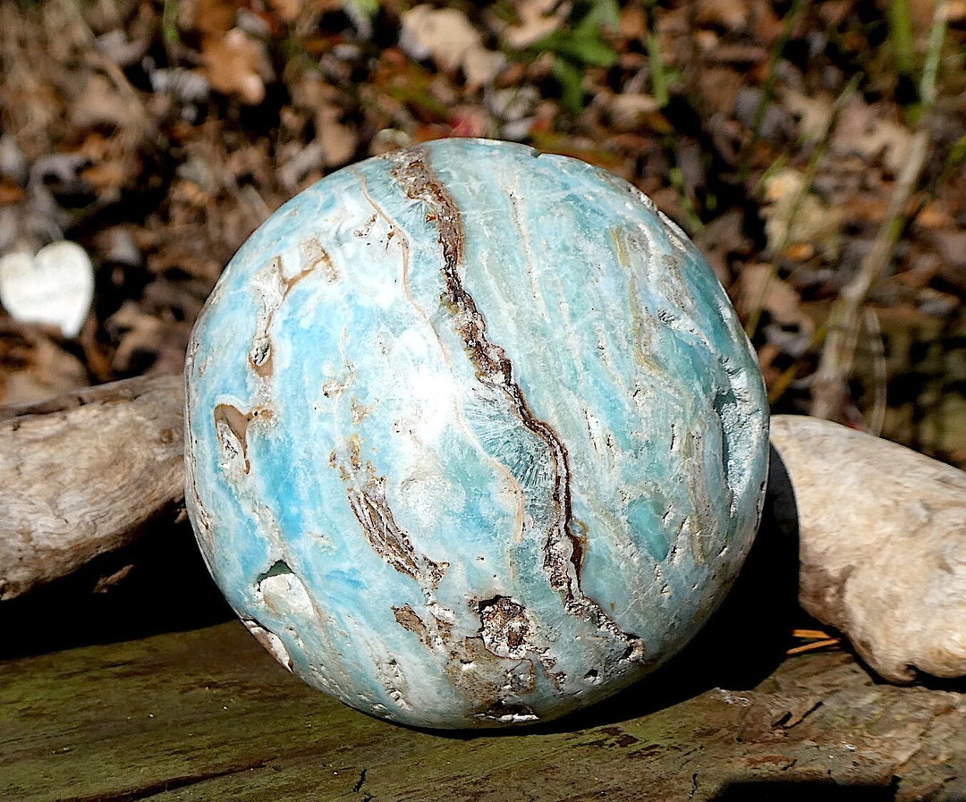 Blue Aragonite Sphere, Crystal Sphere, Polished Blue Sphere, Blue ...