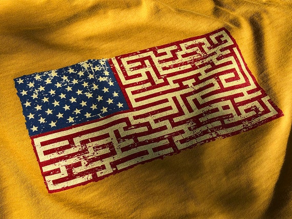 American Flag Maze. Screen Printed in Three Colors on Soft - Etsy