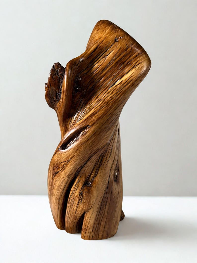 Escultura de madera de enebro – Forma de arte del desierto con bordes ...