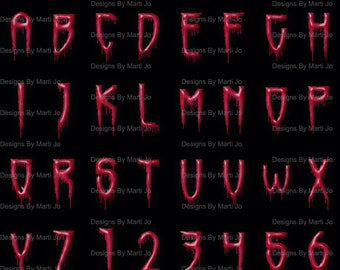 Bloody Dripping Letters Printable Bloody Letters Digital | Etsy