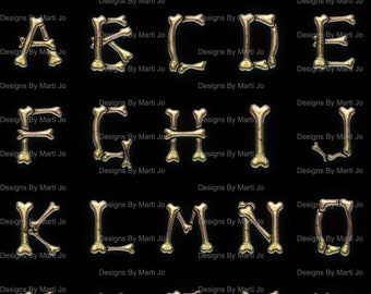Bone Letters Digital Clipart Printable Bone Alphabet | Etsy