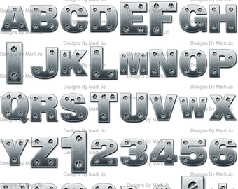 Metal Plate Letters Digital Clipart Printable Distressed | Etsy