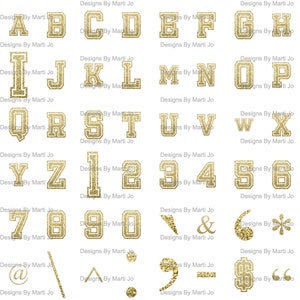 Gold Glitter Varsity Letters Digital Clipart | Printable Varsity ...