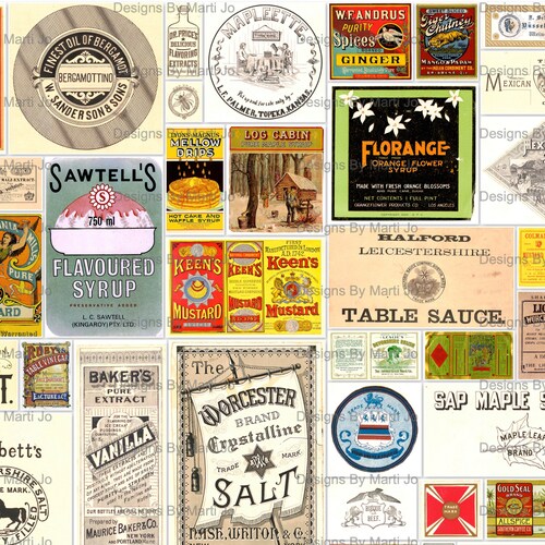 Vintage Condiment Labels Kit 45 JPG Spices Extracts Syrups - Etsy