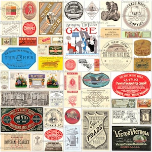 Vintage Products Labels Kit 1 | 50 Printable Antique Product Labels ...
