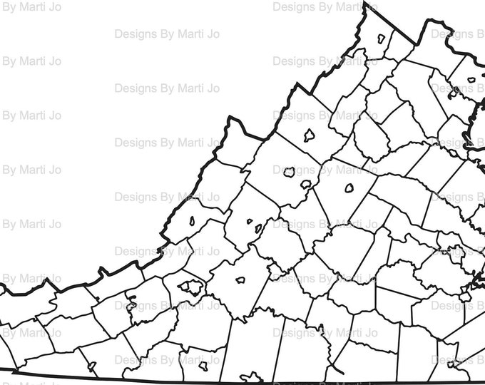 Printable Virginia Map Printable VA County Map Digital - Etsy