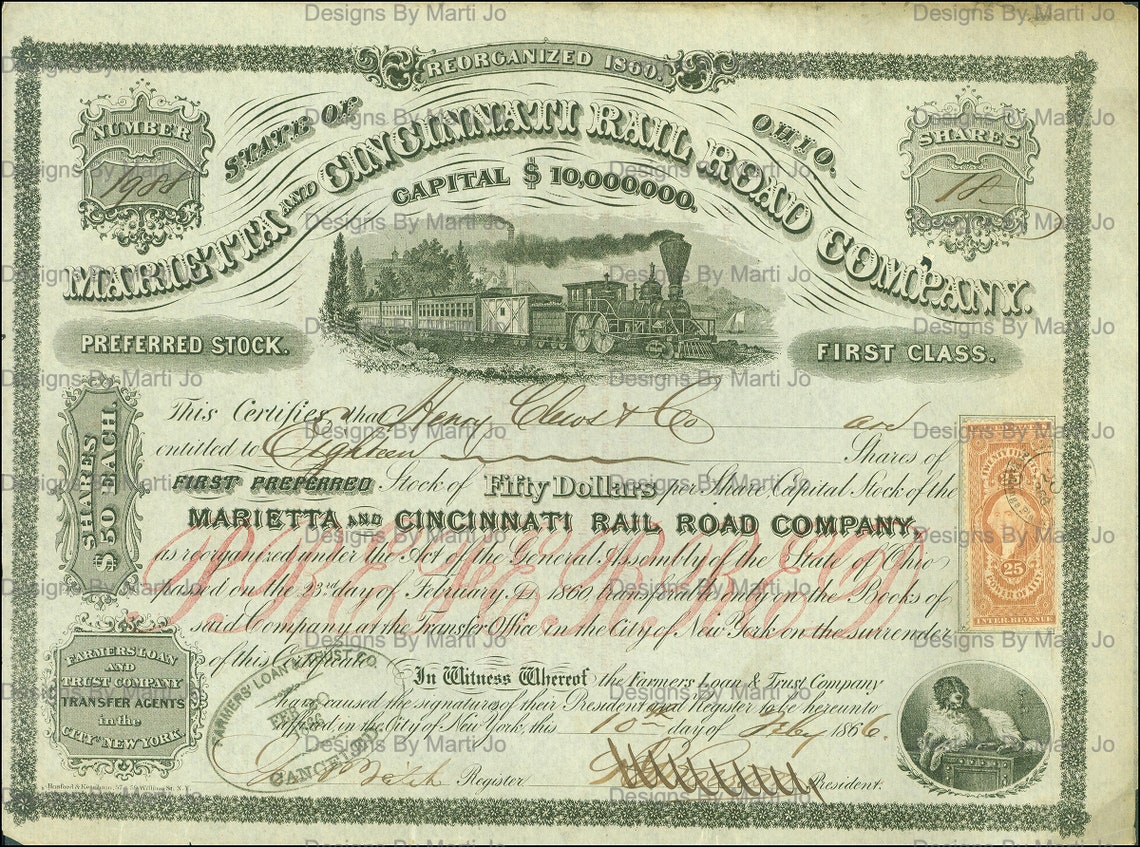 Vintage Railroad Stock Certificates Set 1 25 Antique Train - Etsy