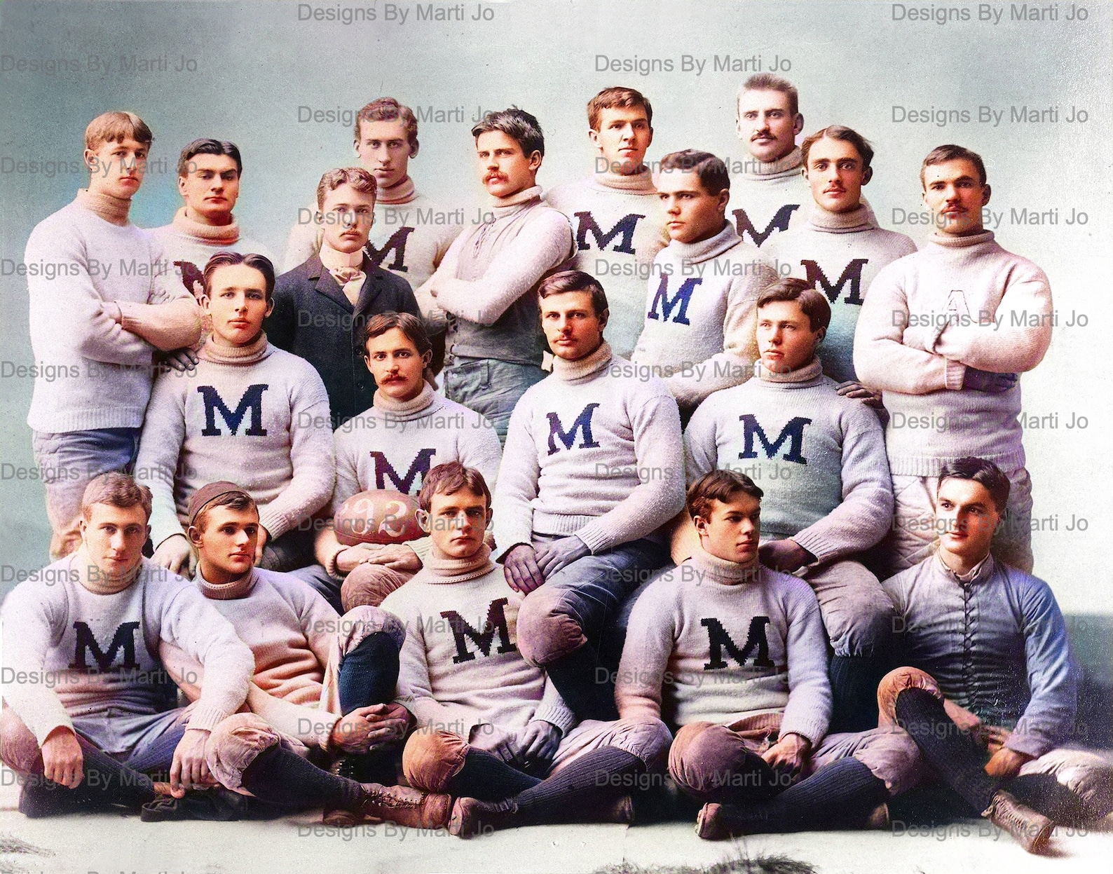 Colorized Vintage Football Team Photos 15 Printable Vintage - Etsy