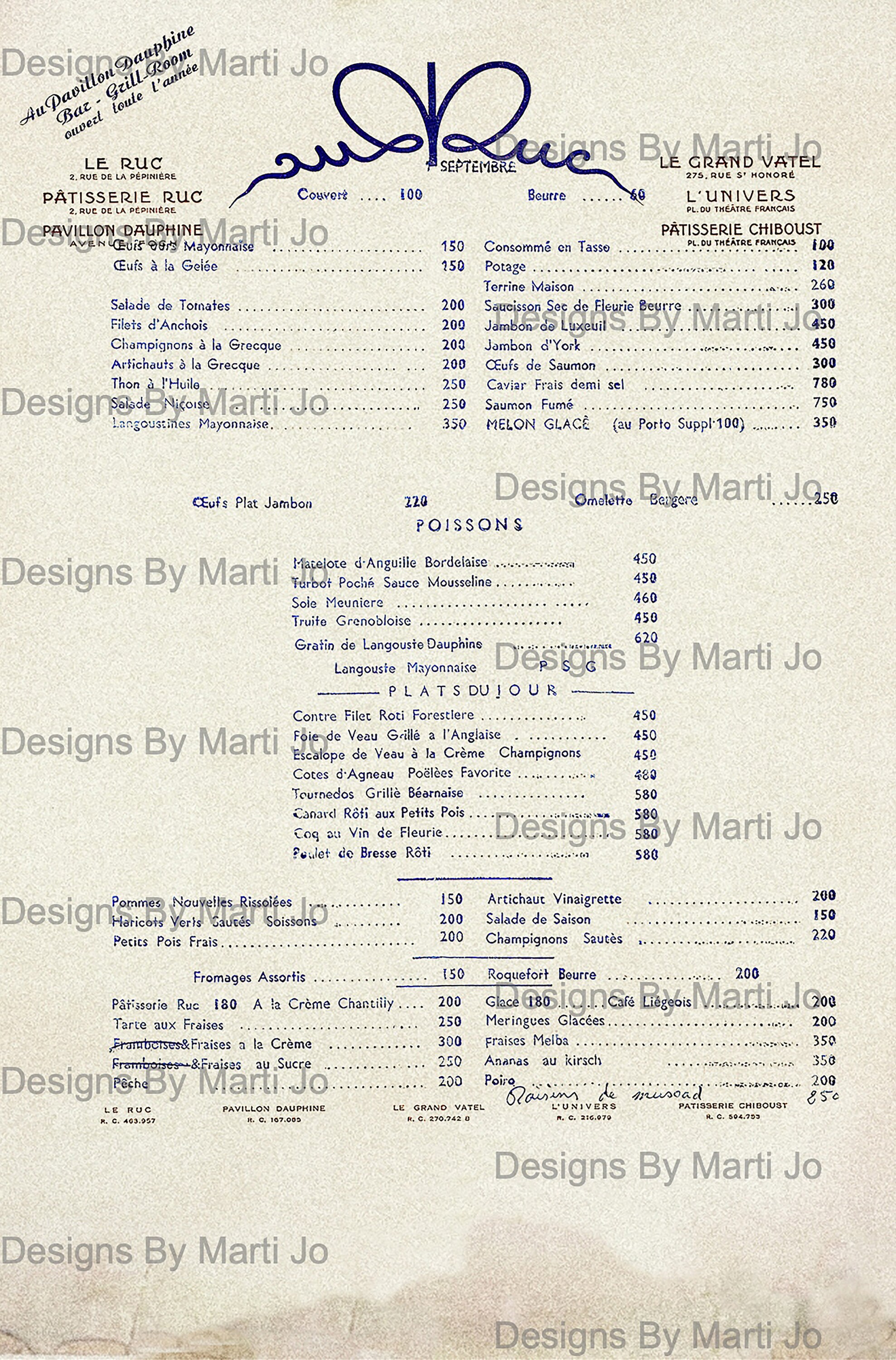 15 Vintage French Restaurant Menu PNG Overlays | Printable Antique ...