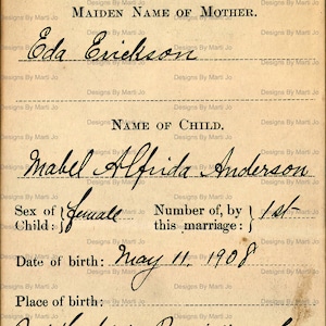 Vintage Birth Records | 50 Printable Government Baby Records JPG | VP69 ...