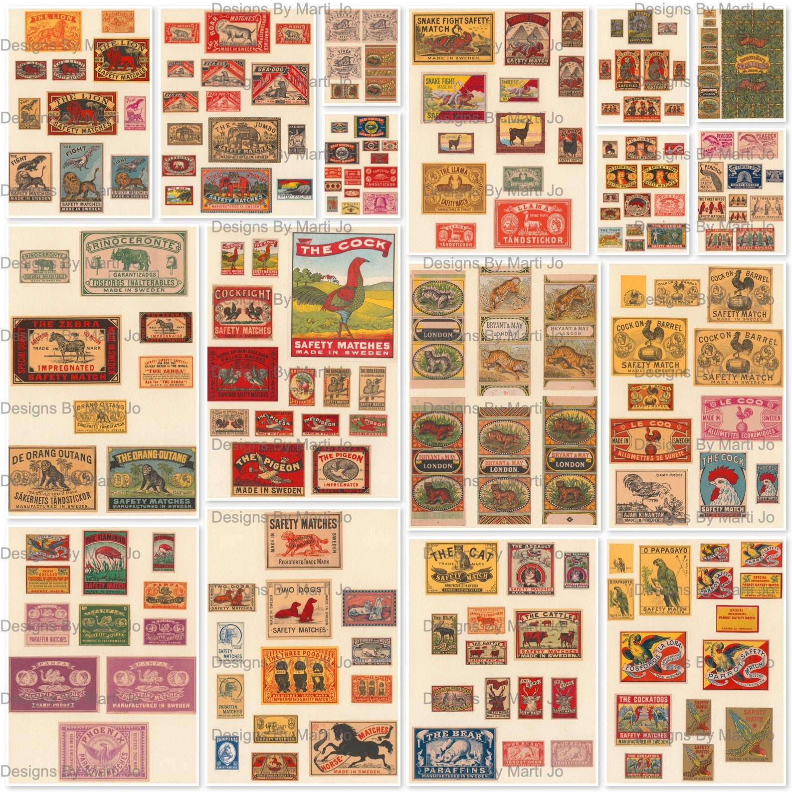 Vintage Animal Match Box Covers 17 Antique Match Box Jpgs - Etsy