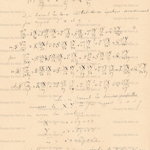 Vintage French Math Notes Overlays | 10 Mathematics Formulas Junk ...