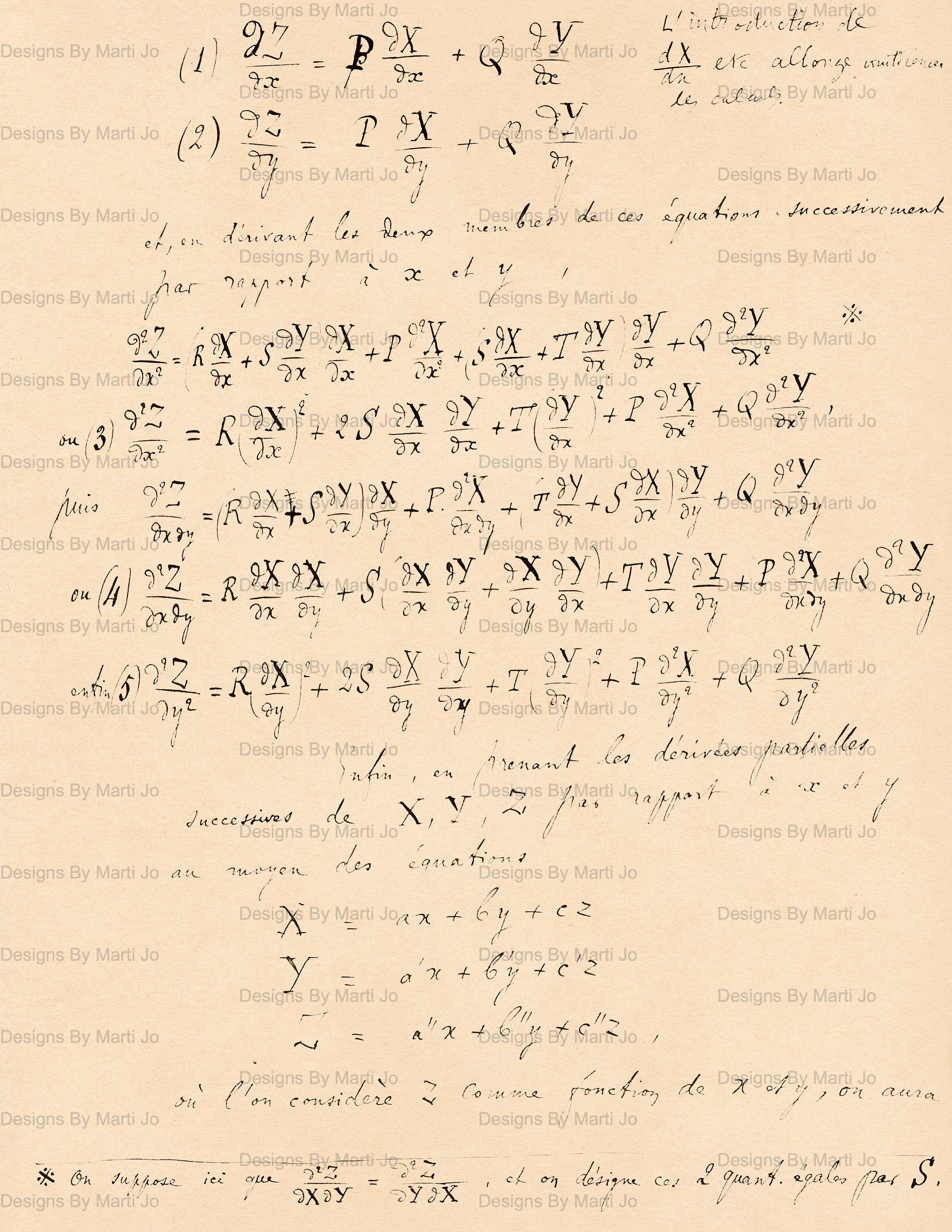 Vintage French Math Notes Overlays | 10 Mathematics Formulas Junk ...