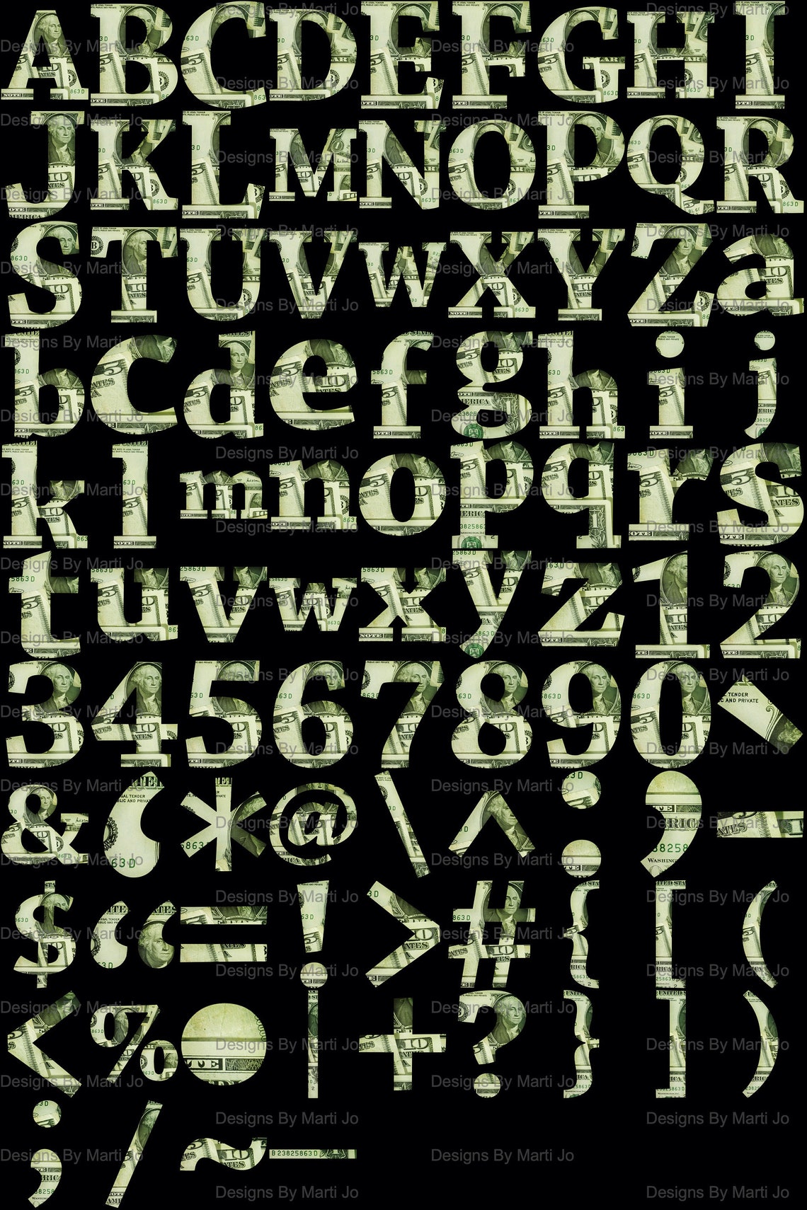 Money Letters Digital Clipart Printable Dollar Alphabet - Etsy