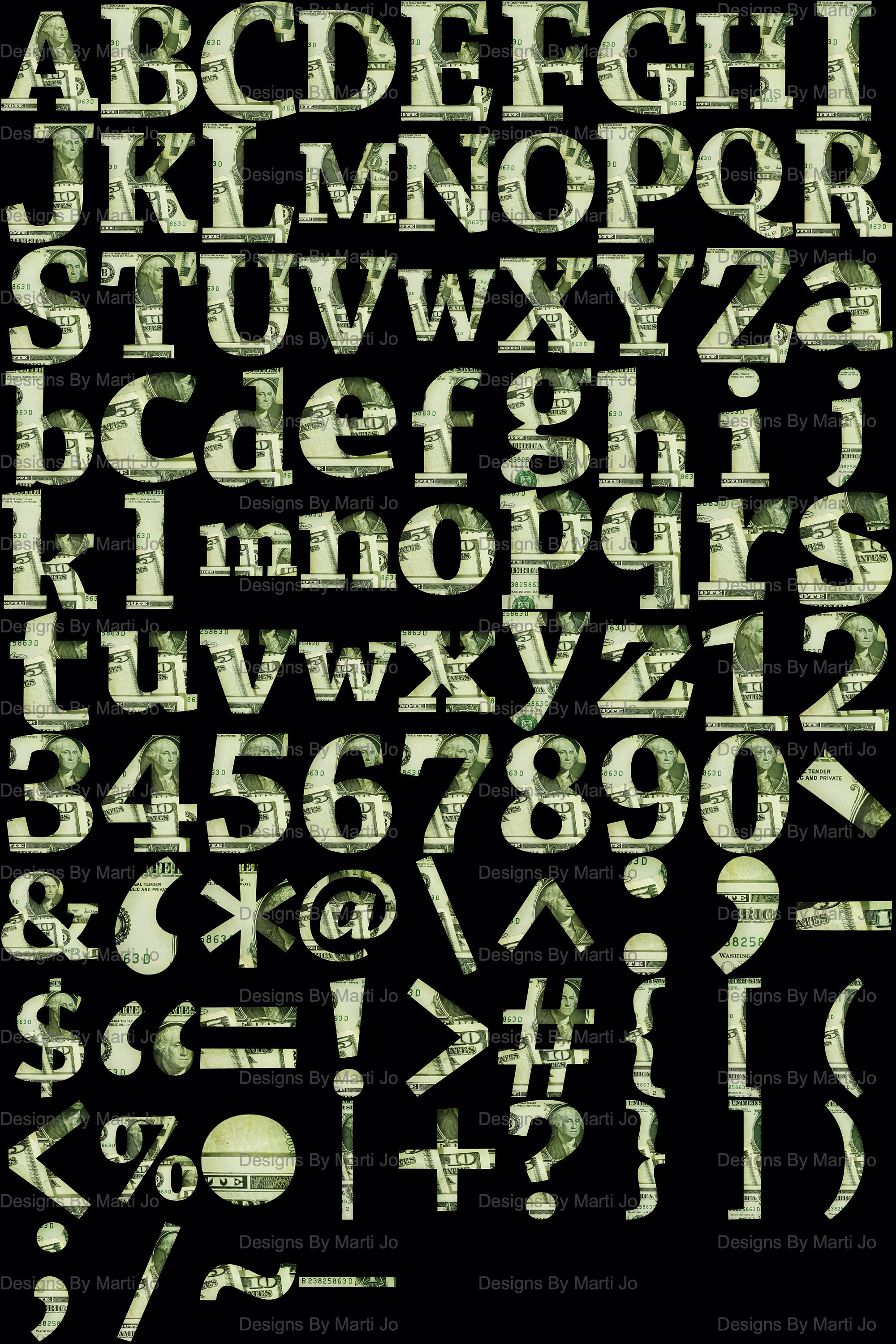 Money Letters Digital Clipart Printable Dollar Alphabet - Etsy