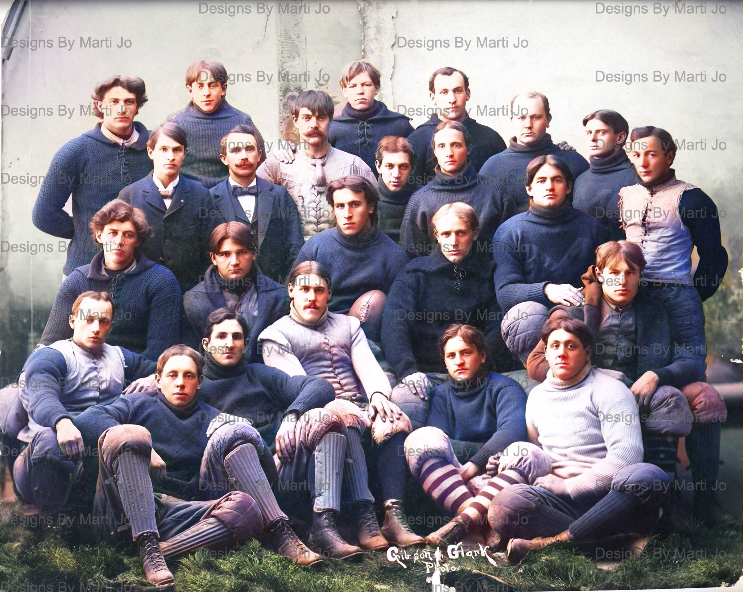 Colorized Vintage Football Team Photos 15 Printable Vintage - Etsy