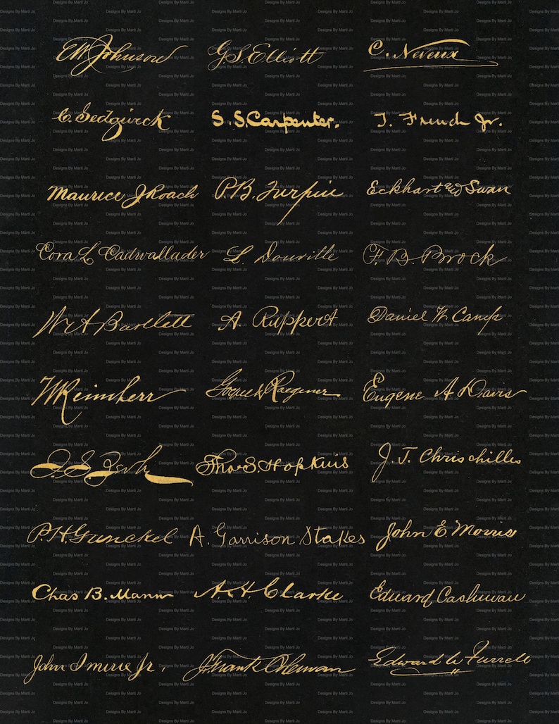 Gold Vintage Signature Overlays | Printable Name Graphics (pngs ...