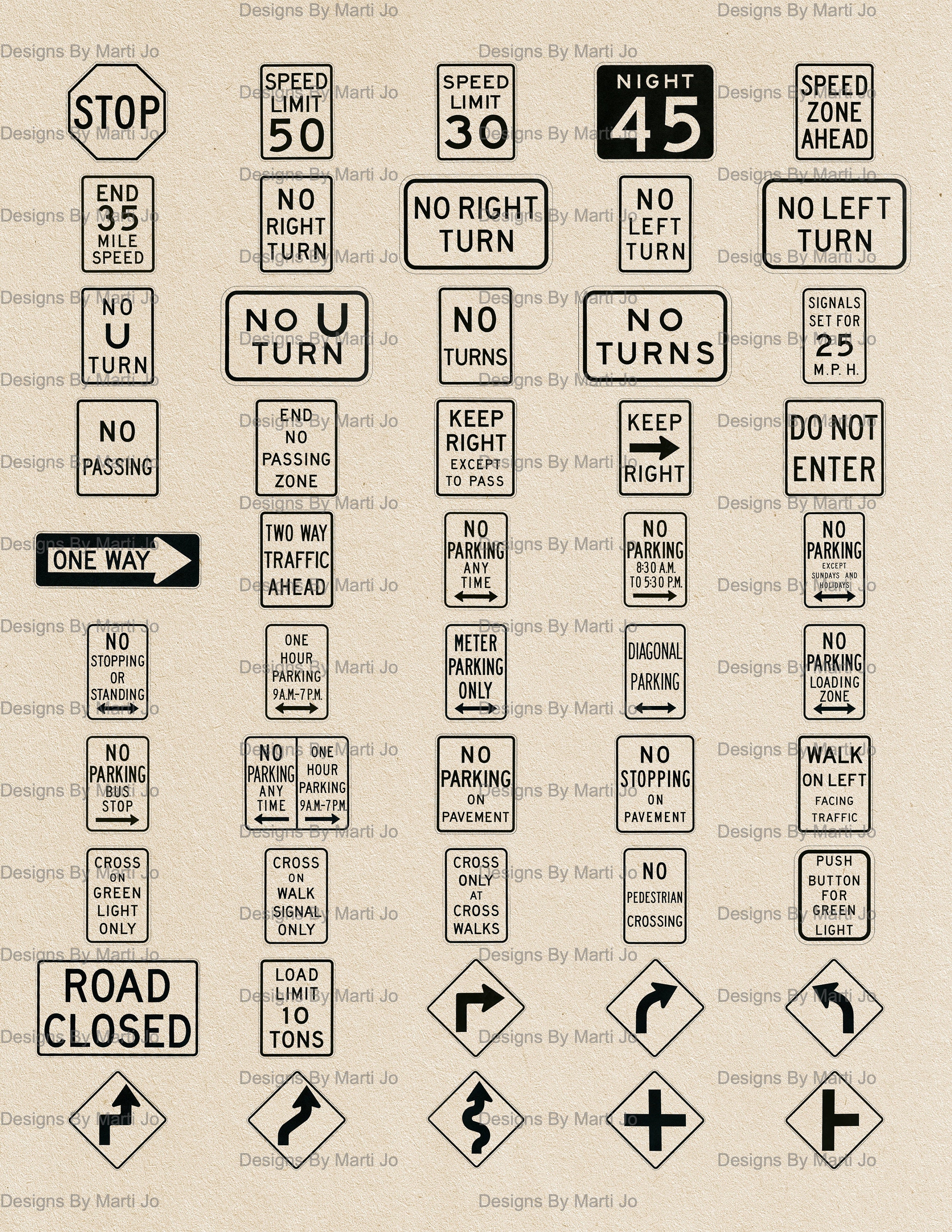 100 Vintage US Traffic Signs From 1948 | Antique Street Signs PNG ...