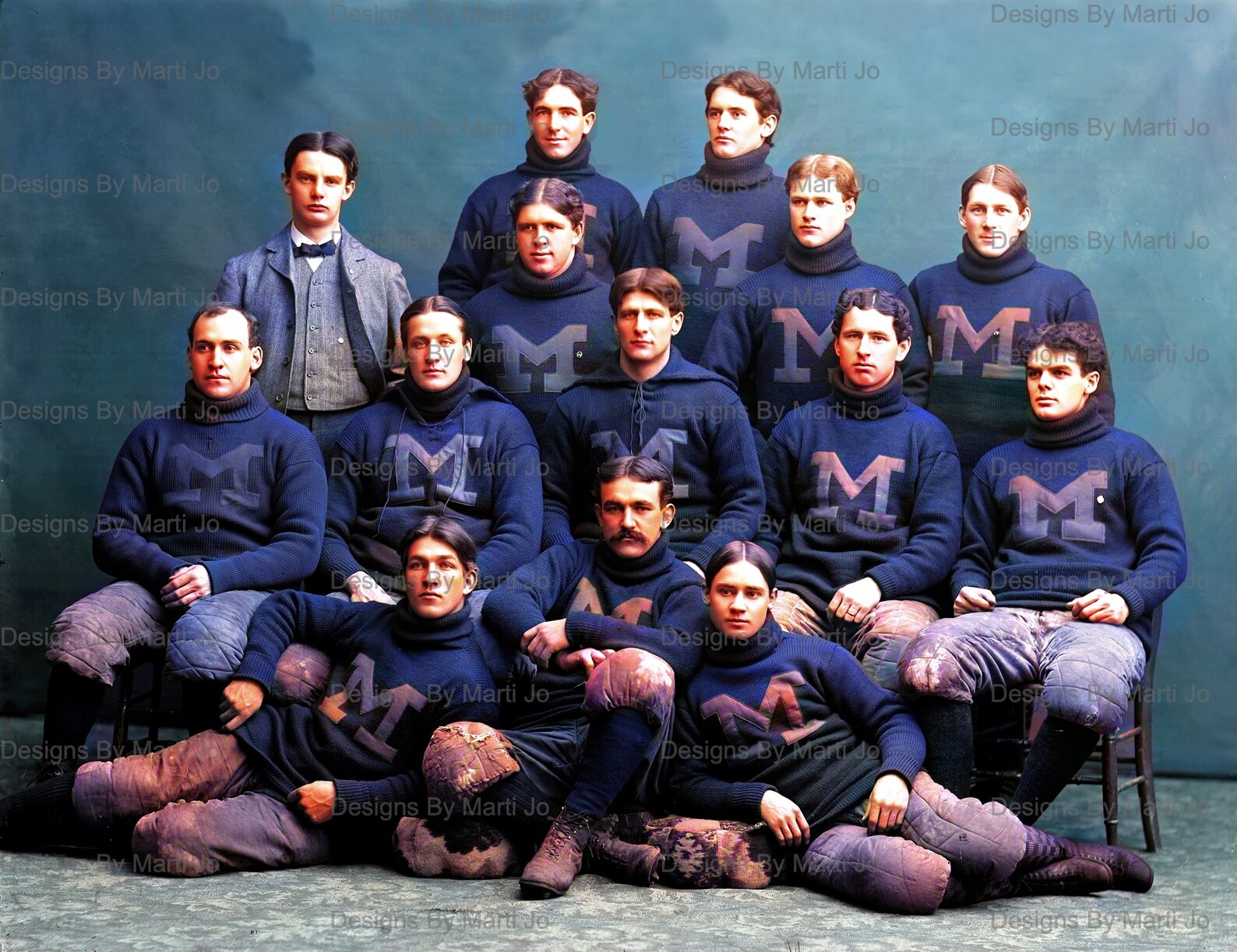 Colorized Vintage Football Team Photos 15 Printable Vintage - Etsy