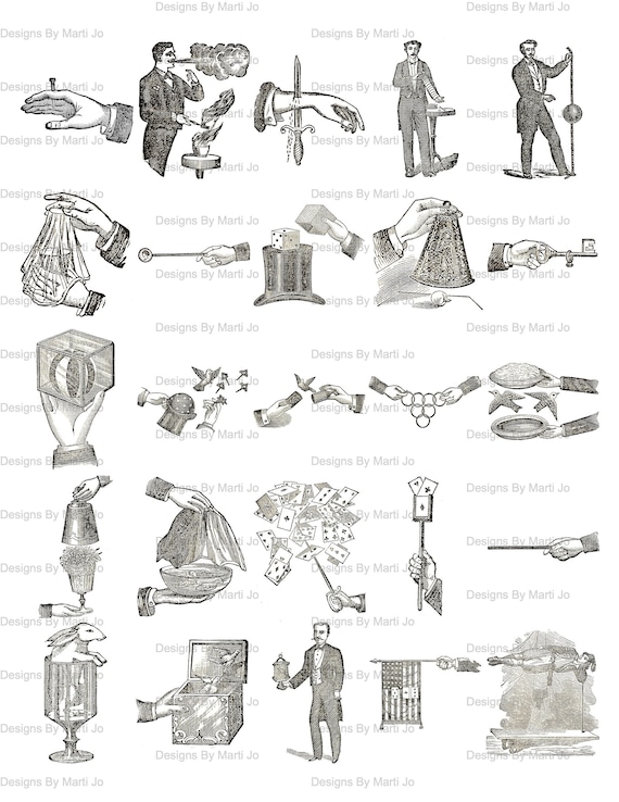 Vintage Magic Clip Art 50 Antique Magic Trick Elements PNG - Etsy