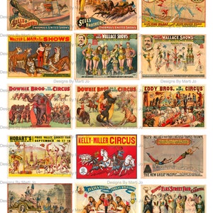 Printable Miniature Vintage Circus Posters | 60 Printable Canival ...