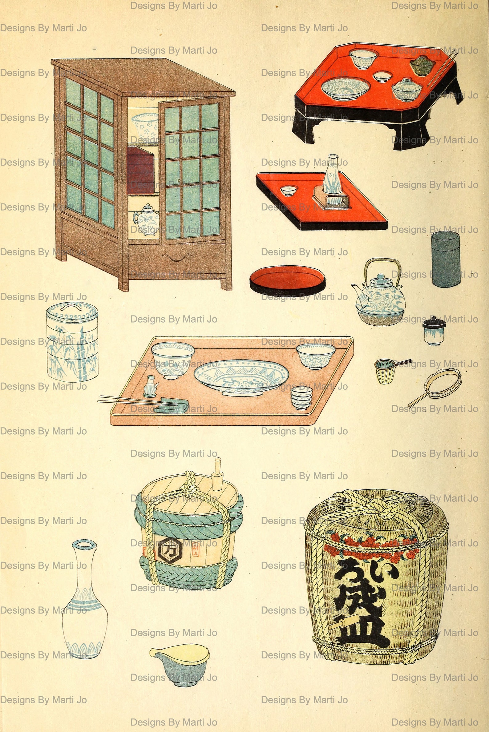 Vintage Japanese Cooking Clipart | 8 Printable Printable Japanese ...