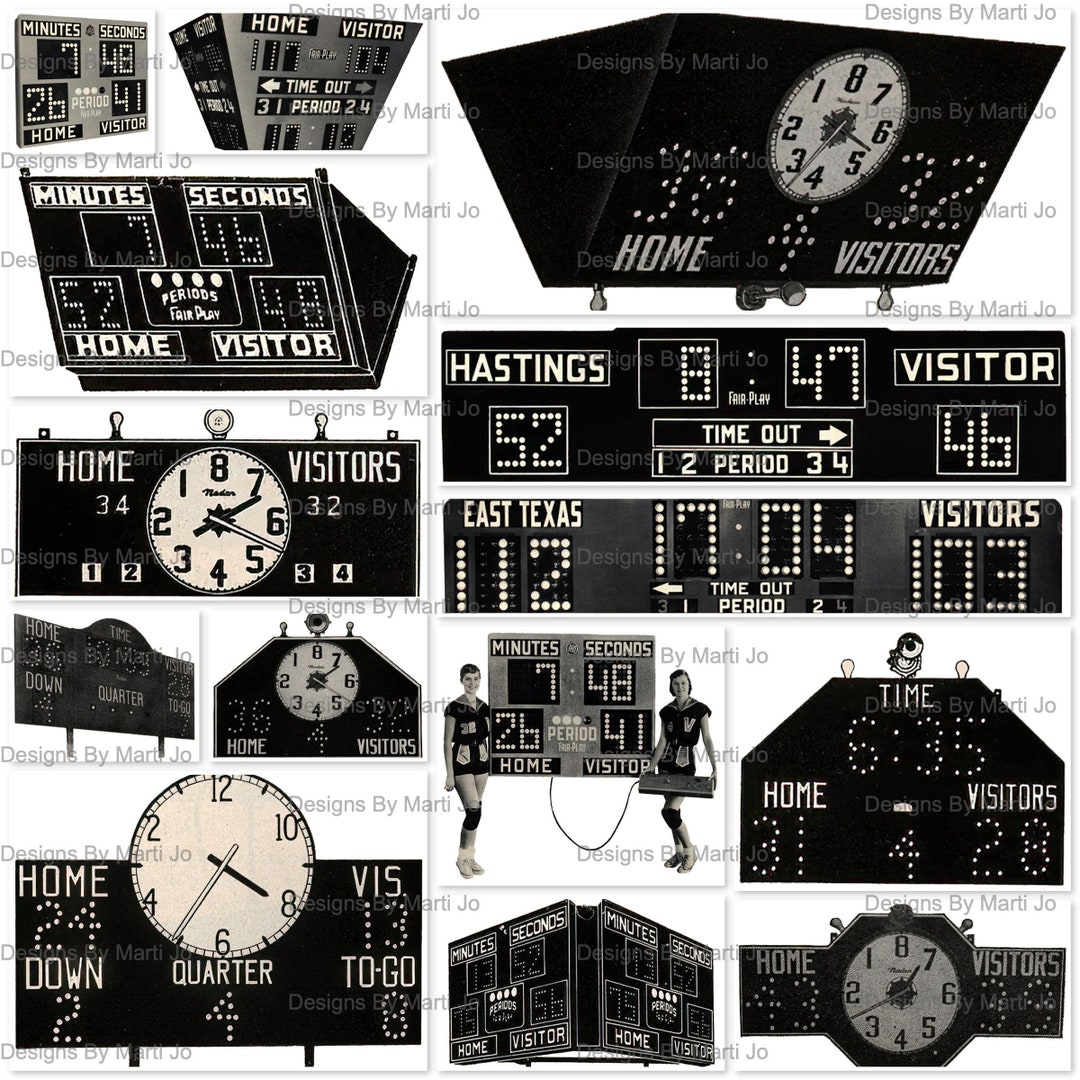 Vintage Scoreboard PNG Elements | 14 Vintage Sports Scoreboards Clipart ...