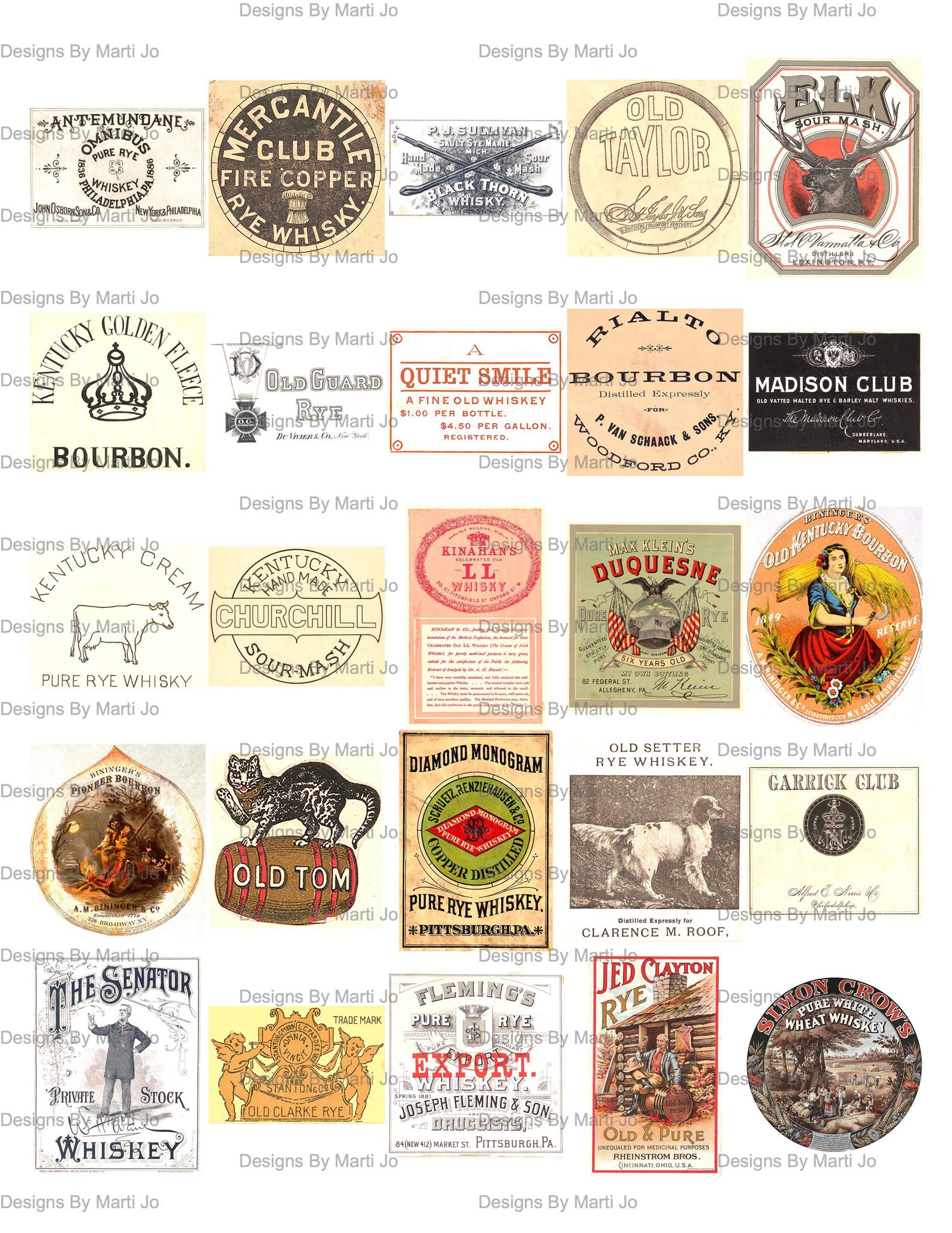 Vintage Whiskey Labels MEGA BUNDLE | My Current Sets 1-3 Combined Into ...