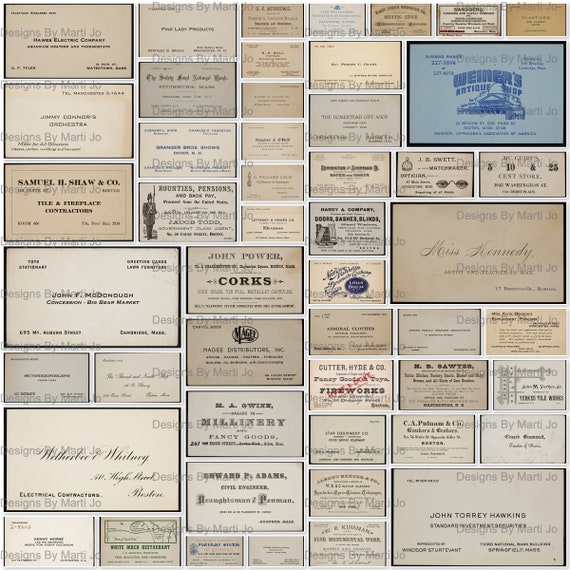 50 Vintage Business Cards Set 2 Printable Antique JPG - Etsy