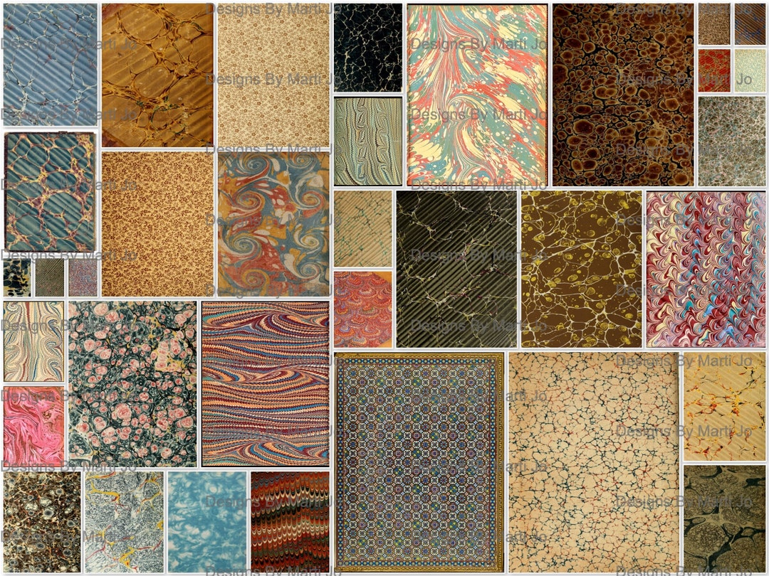 35 Vintage Printable Book Endpapers JPG Pages Set 2 | Budget Decorative ...
