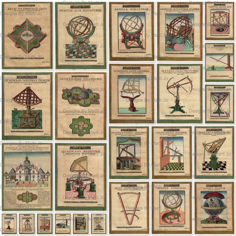 Vintage Colored Astronomical/geometry Themed Paper Set 25 - Etsy