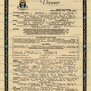 35 Vintage Restaurant Menu JPG Pages With Prices | Printable Antique ...