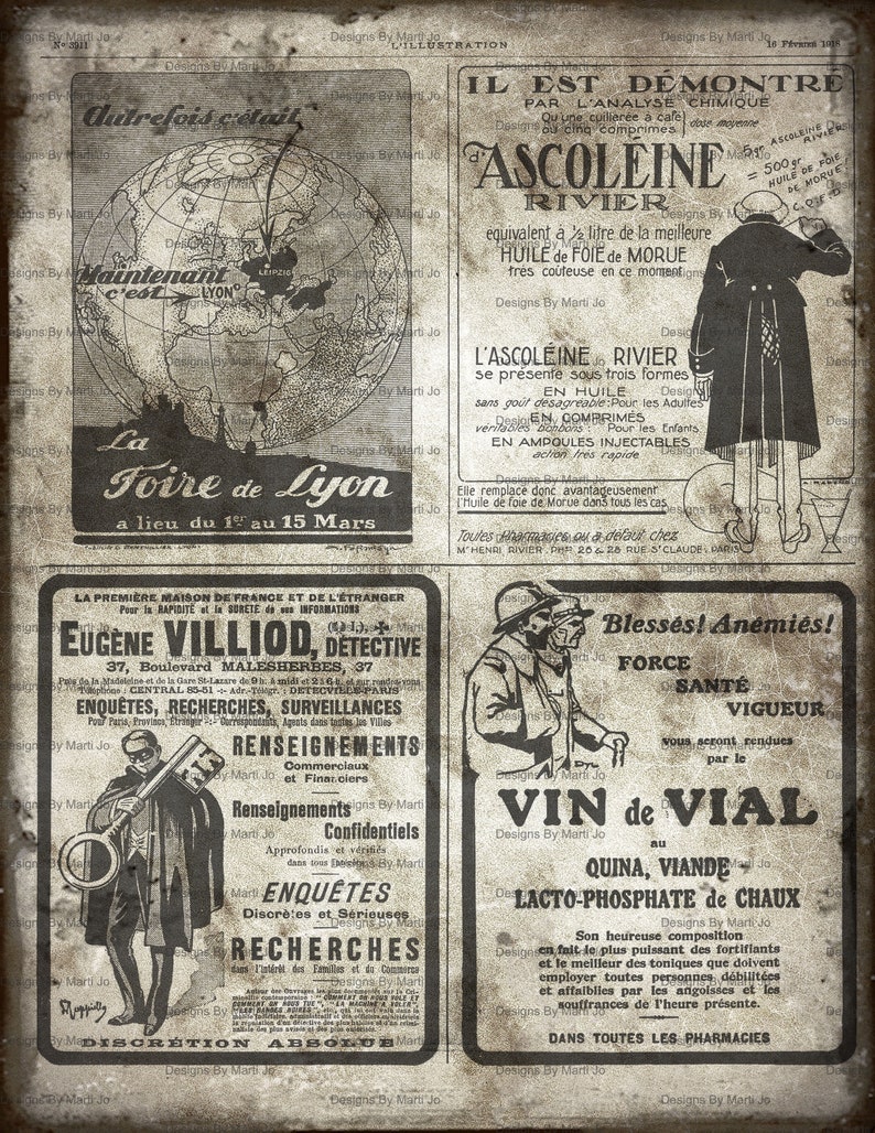Vintage French Ads Overlays Set 1 10 Vintage French - Etsy