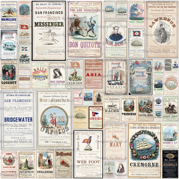 50 Vintage Clipper Ship Cards Set 2 Printable Antique JPG - Etsy