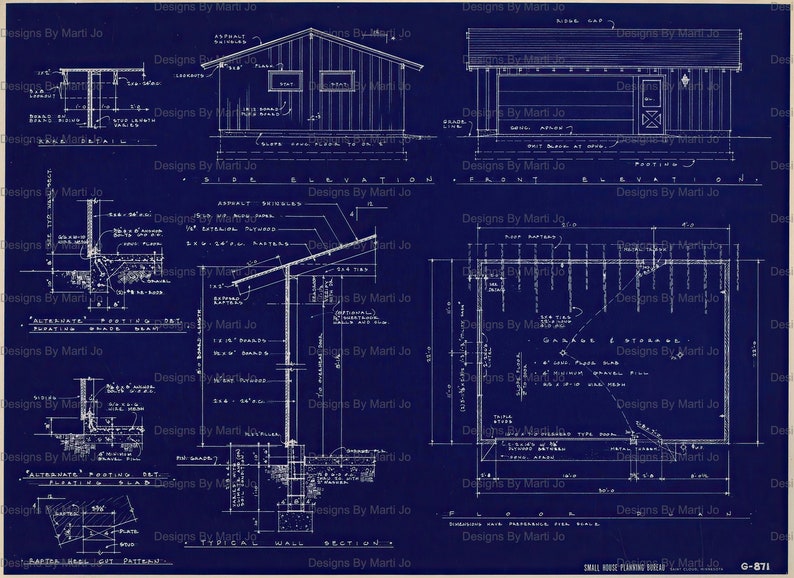 Vintage Garage Blueprints | 16 Vintage Garage Plan Pages | Garage ...