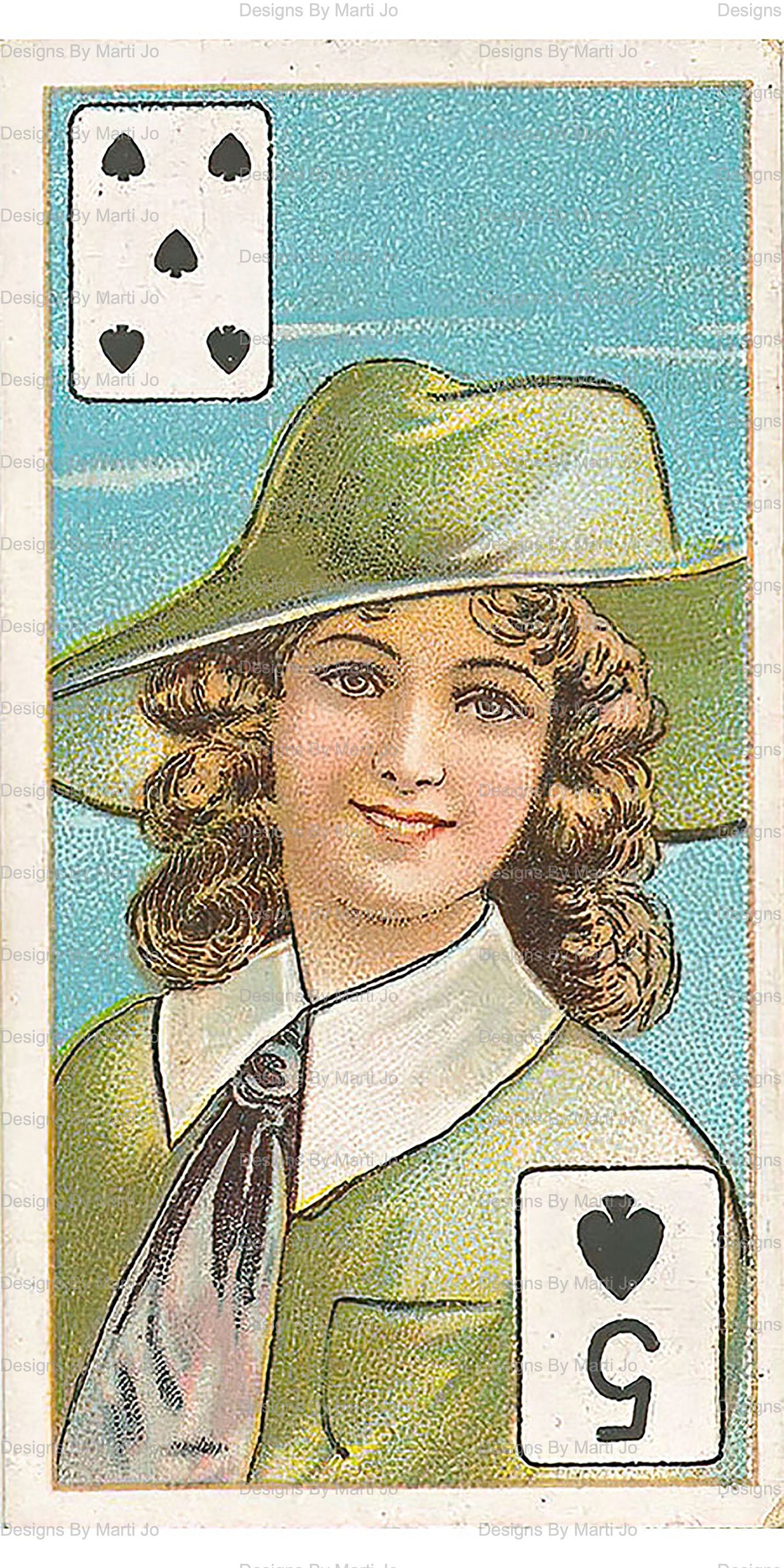Vintage Women Playing Cards Clipart | Printable Vintage Card Deck ...
