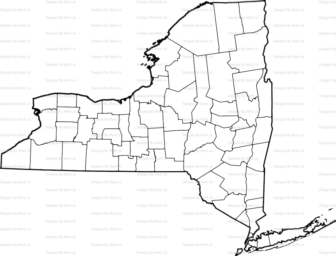 Printable New York Map | Printable NY County Map | Digital Download PDF ...
