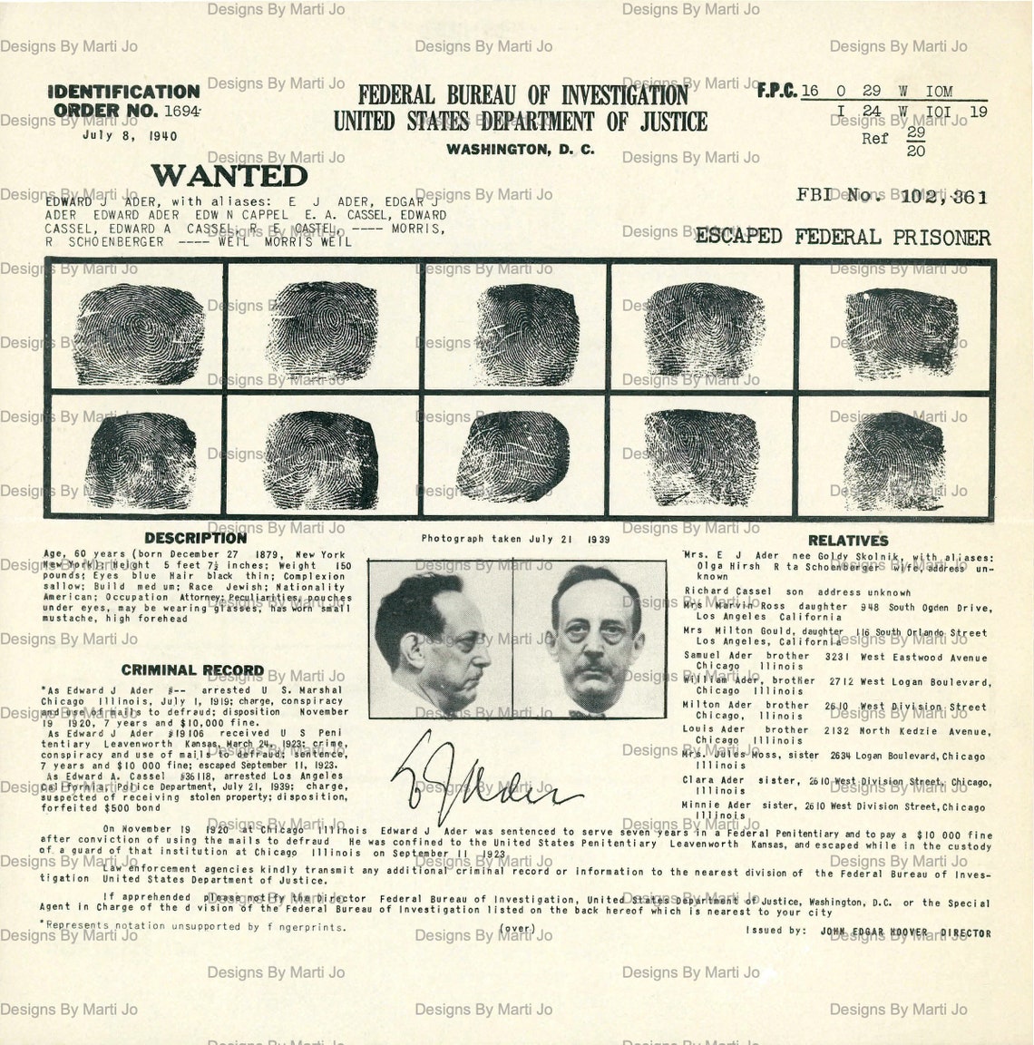Vintage FBI Most Wanted Posters Set 1 | 35 Printable FBI Post Office ...