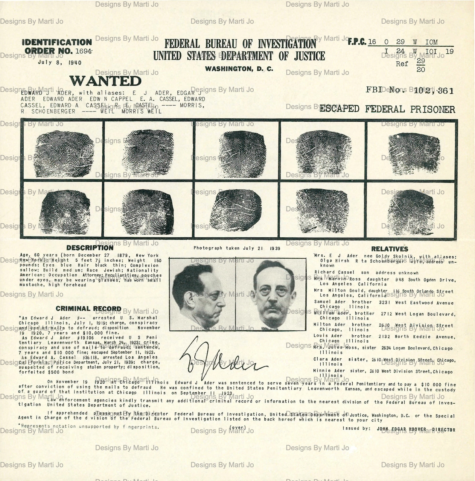 Vintage FBI Most Wanted Posters Set 1 | 35 Printable FBI Post Office ...