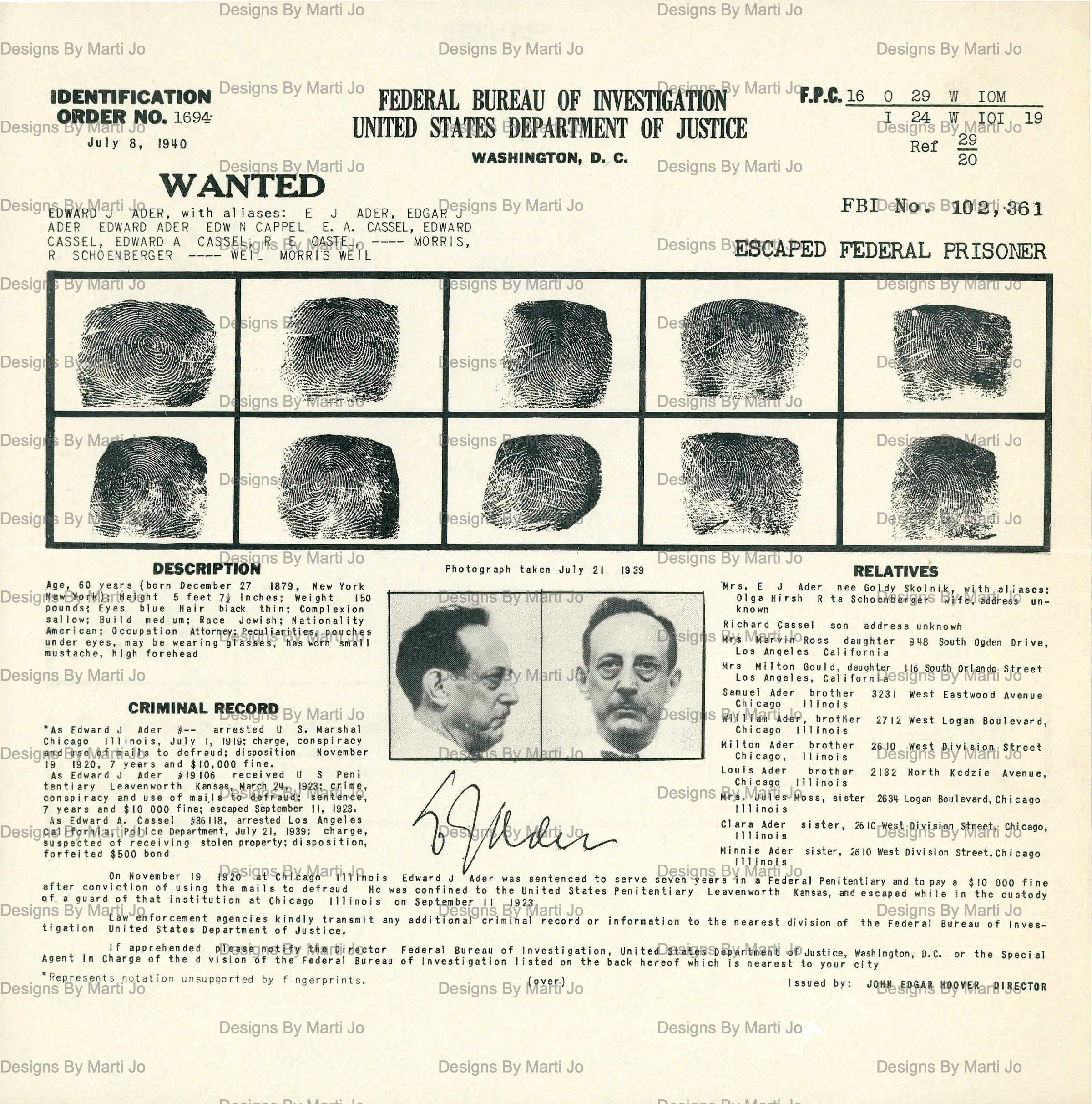 Vintage FBI Most Wanted Posters Set 1 | 35 Printable FBI Post Office ...