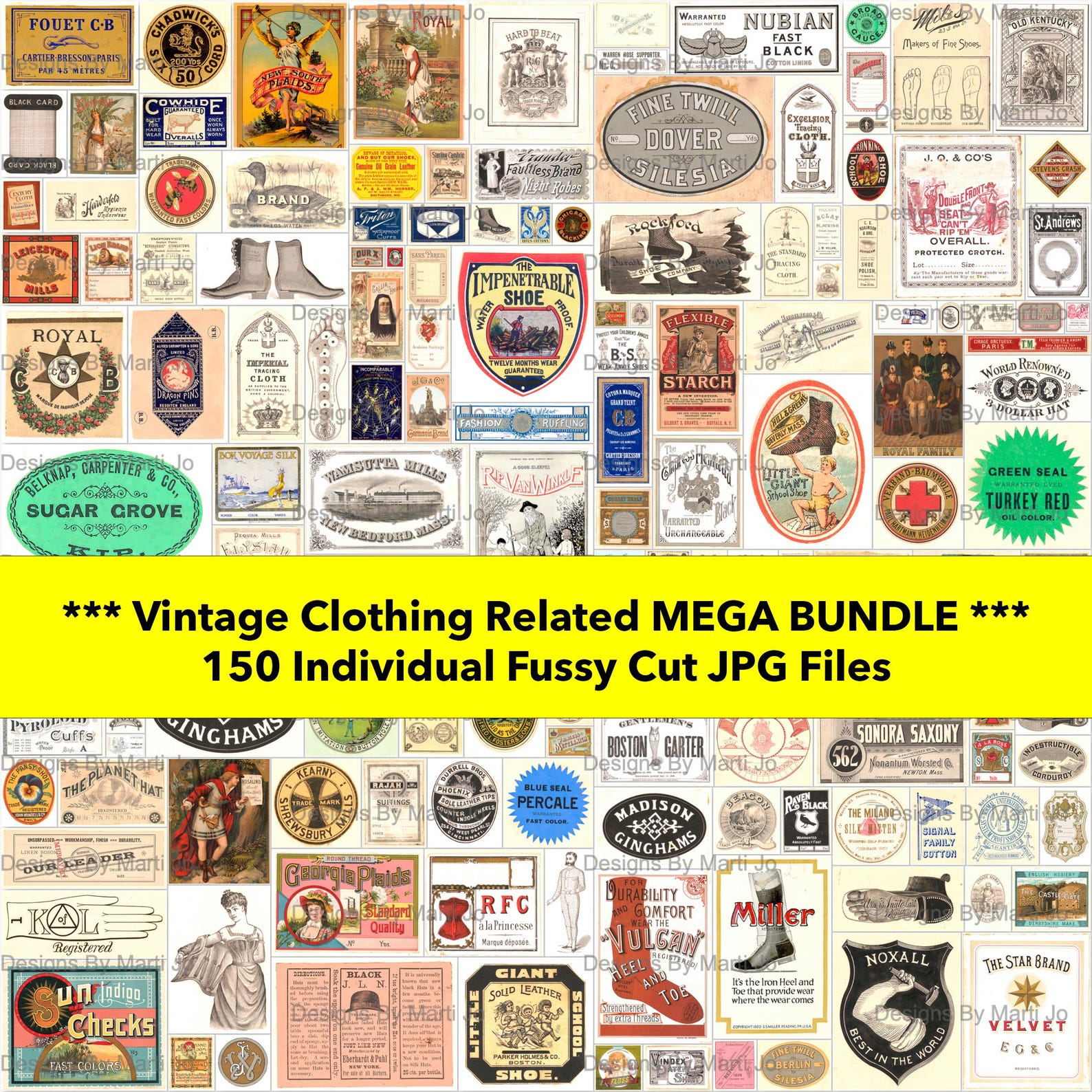 Vintage Clothing Labels MEGA BUNDLE | My Current Sets 1-3 Combined Into ...