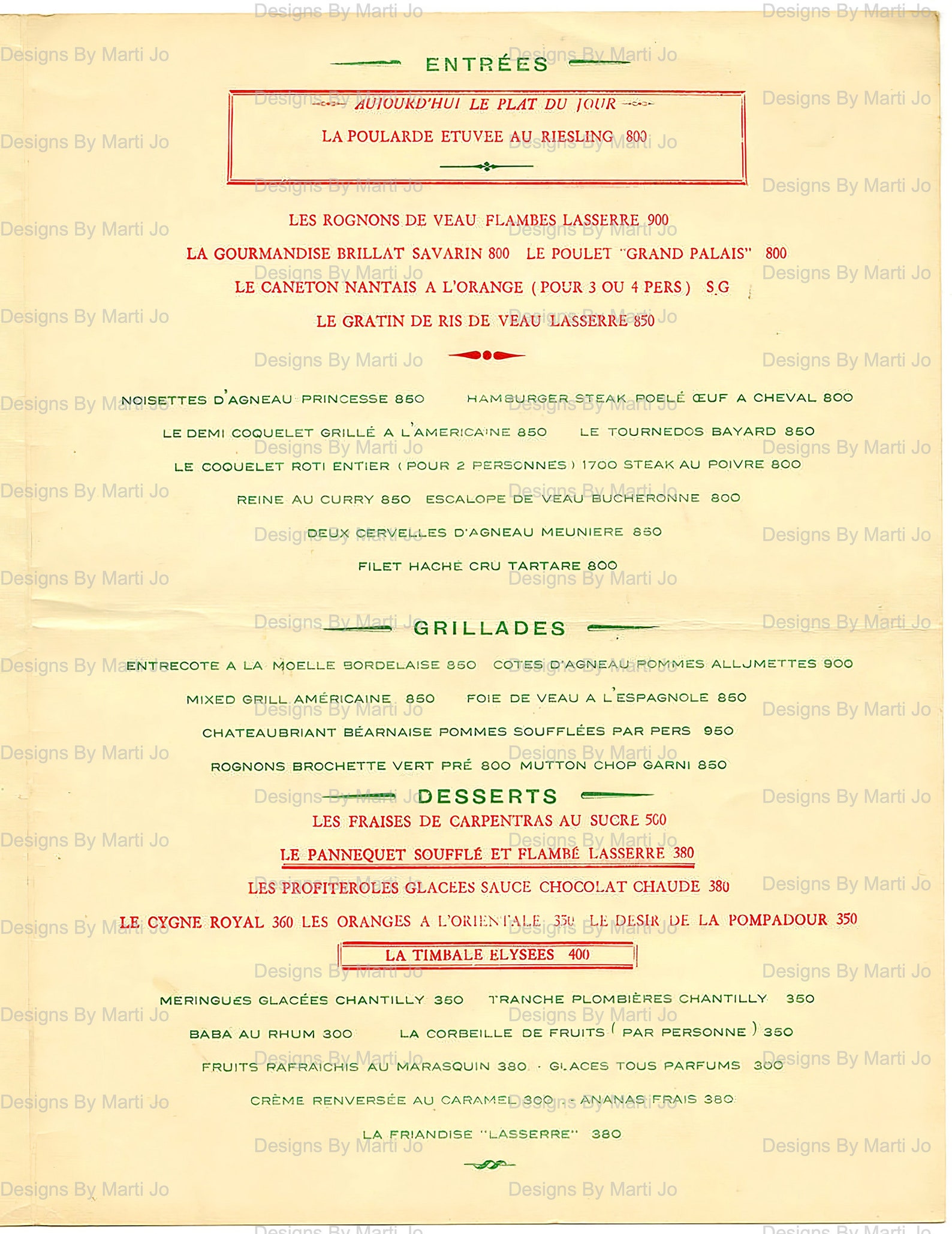 40 Vintage French Restaurant Menu JPG Pages Printable - Etsy