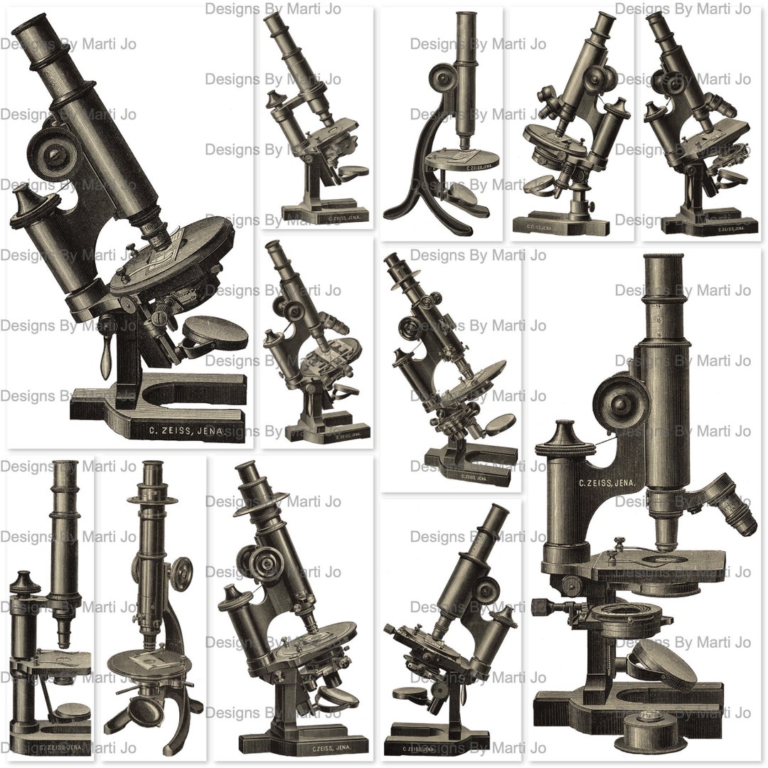 Vintage Microscope Clip Art | 12 Printable Microscope Ephemera Images ...