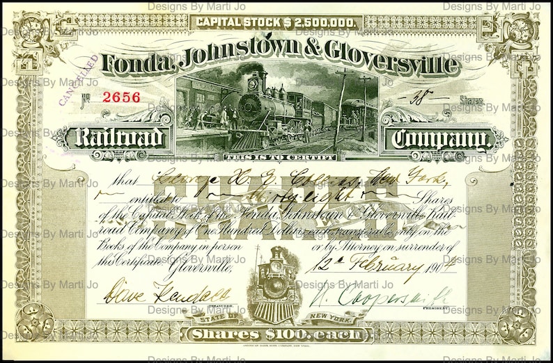 Vintage Railroad Stock Certificates Set 2 | 20 Antique Art Train Shares ...