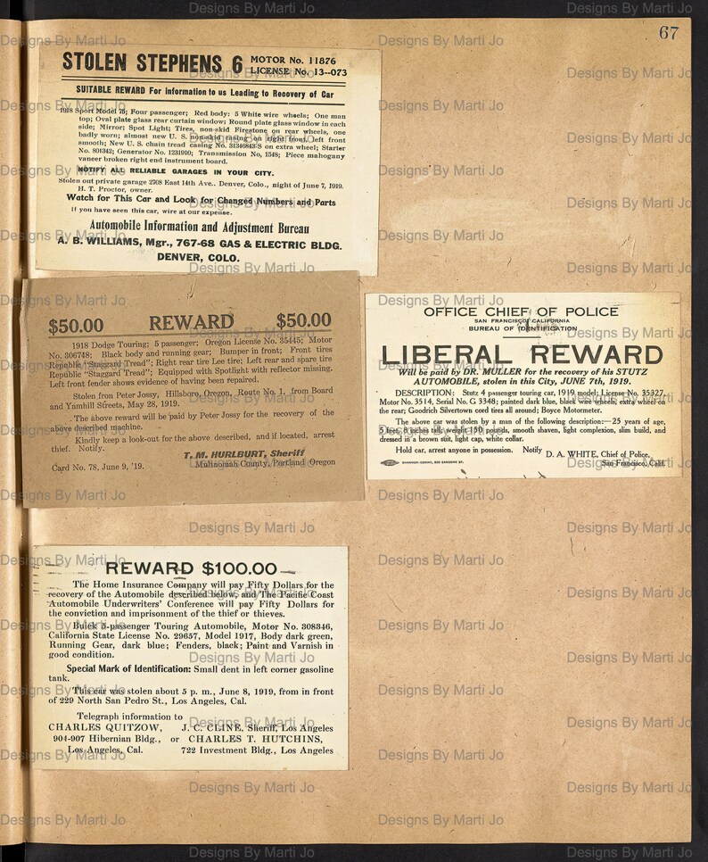 30 Police Crime Report Scrapbook Jpgs | 1919 Criminology Journal Paper ...