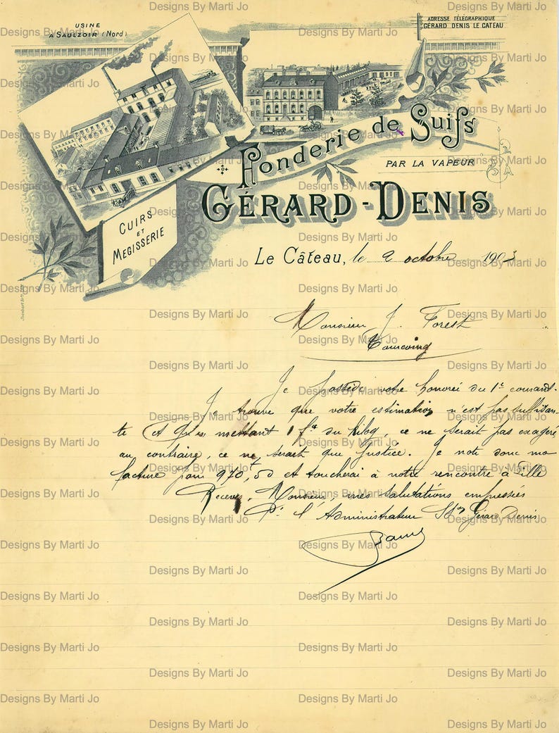 Vintage French Invoices (facture) | 13 Old Business Paperwork Ephemera ...